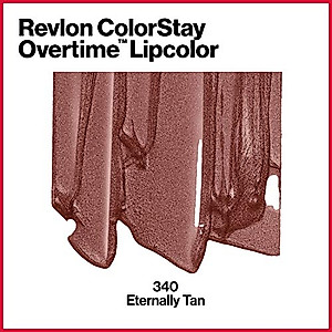 Liquid Lipstick with Clear Lip Gloss by Revlon, ColorStay Overtime Lipcolor, Dual Ended with Vitamin E in Nudes & Browns, 340 Eternally Tan, 0.07 Oz