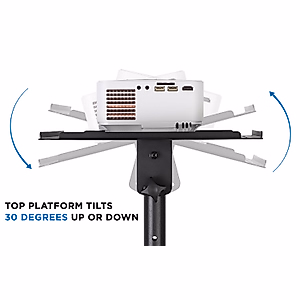 Mount-It! Mobile Projector and Laptop Stand (2 Shelves), Rolling Cart with Ventilated Tray, Heavy Duty, Height Adjustable Laptop and Projector Presentation Trolley, Black