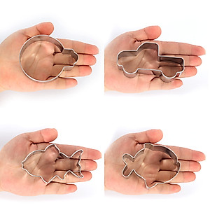 Gone Fishing Cookie Cutter Set with Stainless Steel Sports Jersey, Fish, Candy Cane, Fishing Bobber for Fisherman Fishing Themed Party Supplies