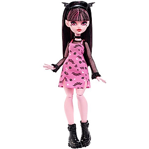 Monster High Draculaura Doll & Accessories, Gore-ganizer Beauty Kit with Bat Clips, Comb & Mirror, Customizable with Stamp Pen & Stickers