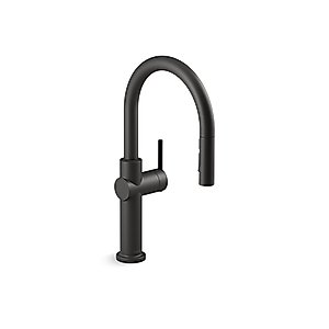 KOHLER 22972-BL Crue Pull Down Kitchen Faucet, Kitchen Sink Faucet with Pull-Down Sprayer, Pull-Down Kitchen Sink Faucet with Multi Function Spray Head, Matte Black