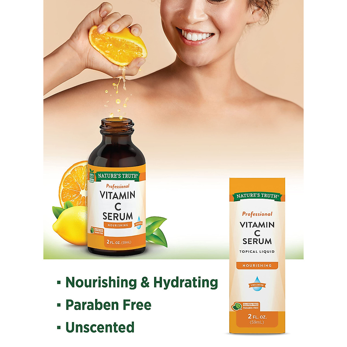 Nature's Truth Vitamin C Serum 2 oz | Oil For Body & Face | Nourishing & Unscented