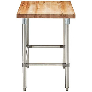 John Boos SNB09 Maple Top Work Table with Stainless Steel Base and Bracing, 60" Long x 30" Wide x 1-3/4" Thick