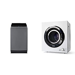 COMFEE’ Washing Machine 2.4 Cu.ft LED Washing Machine and Washer Lavadora Portátil Compact Laundry, Apartment Magnetic Gray & BLACK+DECKER BCED37 Portable Dryer, S, Load Volume 13.2 lbs, White