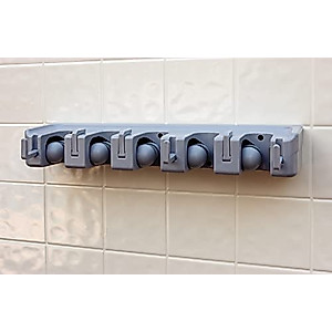 Carlisle FoodService Products 4073700 Roll ’N Grip ABS Plus Broom and Brush Holder, 16-1/2" Length x 2-3/4" Height x 3-1/2" Depth, Light Blue