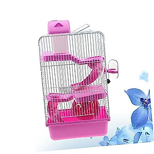 Abaodam Hamster Cage Hamster Cage Villa Cage for Small Pets Pet House Hamster Cage Guinea Pig Pet Cage Small Animals Kitchen Utensils Travel Heighten Pink Chinchilla Cage Pet Cage Pet Cage