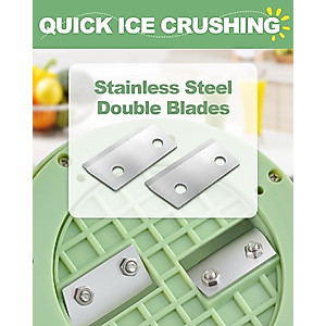 Goldtouch Snow Cone Machine Shaved Ice Machine Manual Ice shaver Machine Double Stainless Steel Blade Ice Crusher with Instruction Manual 3-year Manufacturer’s Warranty Green