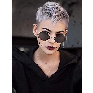 Weewooday 4 Pairs Cloud Sunglasses Raindrop Colorful Rimless Cute Sunglasses Funny Heart Flame Shaped Disco Glasses for Women Men