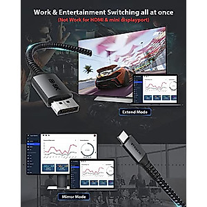 Stouchi USB C to DisplayPort 1.4 8K Cable 2M/6.6Ft Thunderbolt 4/3 to DP 4K@144Hz/120Hz 5K@60Hz 2K@240Hz HBR3 Adapter for iPad Pro M2, 2021 MacBook Pro, M1 Mac Mini, Dell XPS