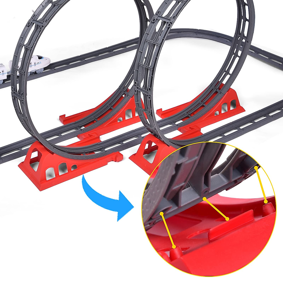 FUN LITTLE TOYS 45 PCs Tracks Sets Toys for Kids, Flexible Railway Tracks Roller Coaster Playset, Batteries Operated Toy Train with Light and Sound, Gift for 3 4 5 6 Years Old Toddlers Boys and Girls