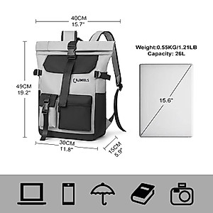 Cajmols School Backpack Waterproof Bookbag College High School Bag For Boys Girls Lightweight Casual Daypack Laptop Backpacks (C- Gray)