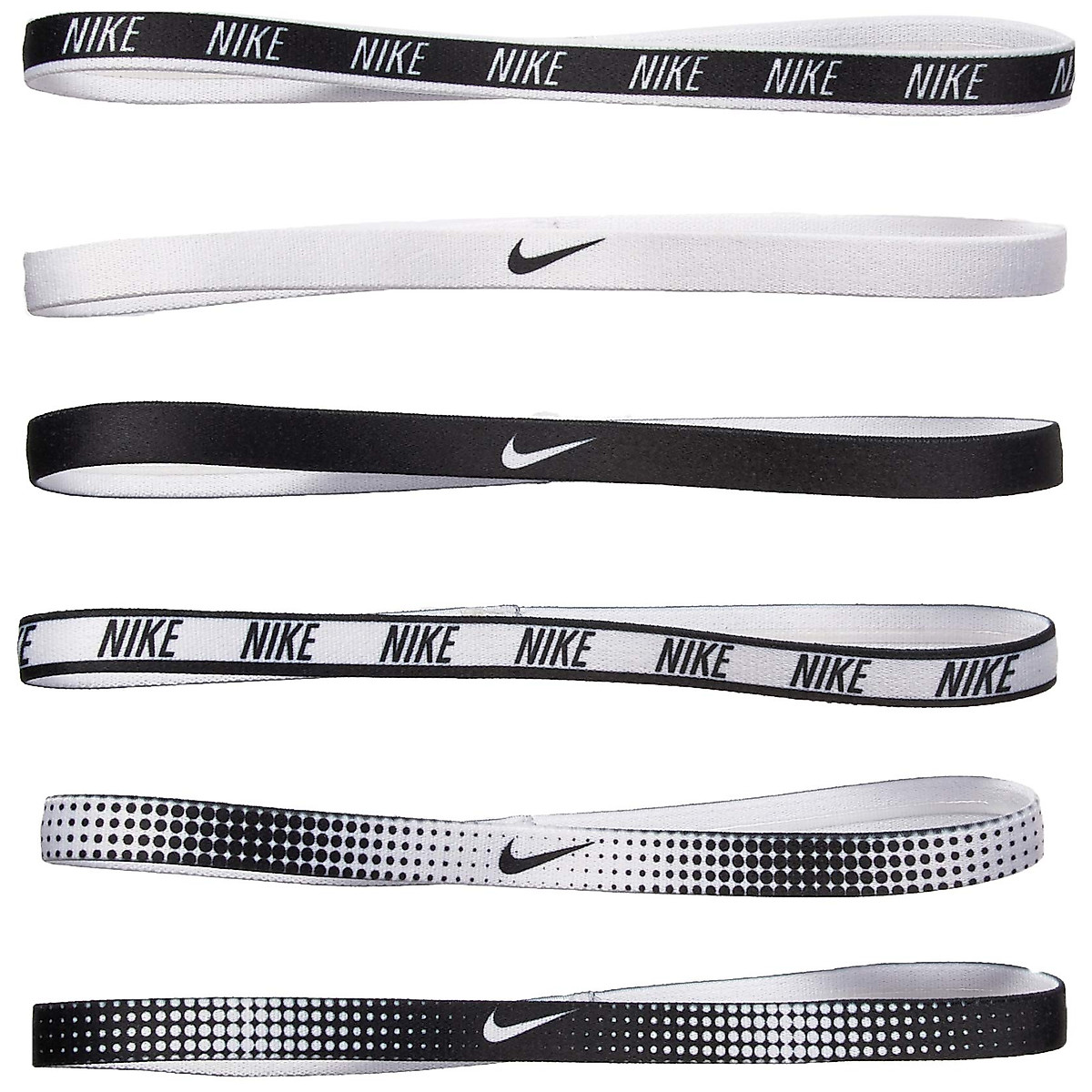 Nike Women's Printed Headbands Assorted 6PK White/Black Size One Size