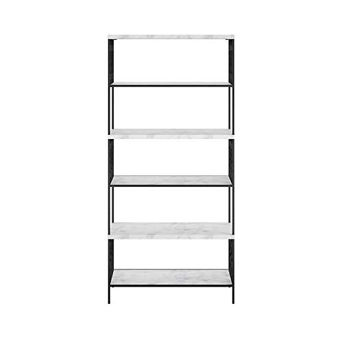 CosmoLiving by Cosmopolitan Ella 5 Shelf, White Marble/Black Bookcase