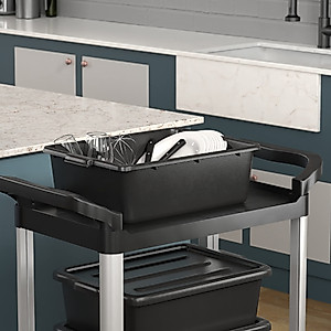 Krollen Industrial 6-Pack 20" x 15" x 7" 9 Gallon Black Polypropylene Plastic Bus Tub/Bus Box