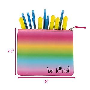 CLUB LIBBY LU Rainbow Clear Backpack for School, 16 inch Stadium Approved Transparent Bag with Matching “Be Kind” Pencil Pouch, 3 Piece Set