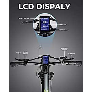 Mukkpet Suburban Electric Bike for Adults 500W Electric Mountain Bikes 26'' * 4.0 All Terrain Tire Electric Bicycle 48V 13AH BMS Removable Lithium Battery Shimano 7-Speed Electric Bike