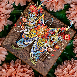 MU 3D Metal Puzzle Model Kits for Adult Flower and Butterfly D-Sunset, Assembled Metal Insects Puzzles for Beginner to Build, Birthday Xmas Gifts Brain Teaser DIY Set Home Decor