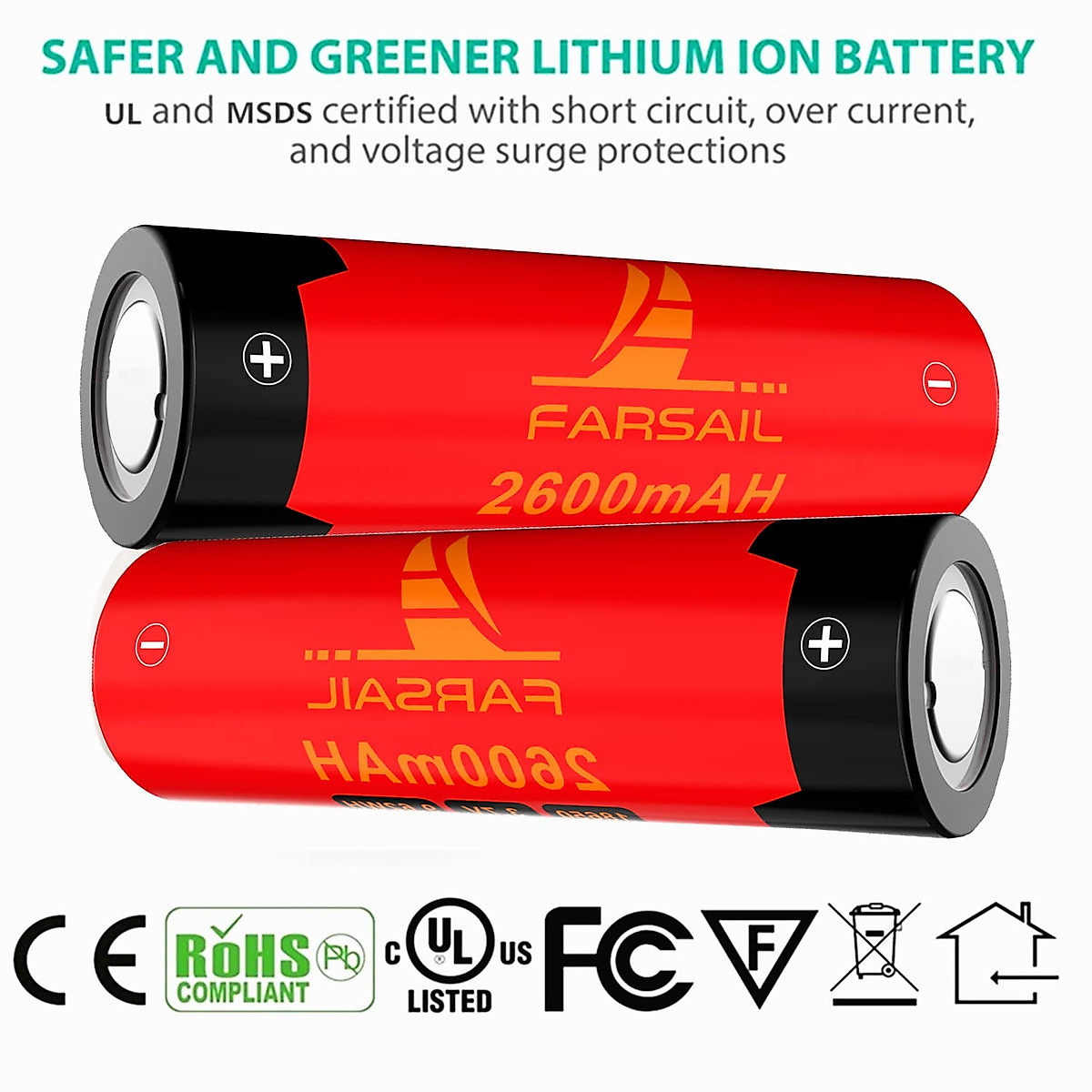 DULEX 3.7V Lithium ion Rechargeable Batteries Charger for LED Flashlights, Toys, Doorbells, Handheld Mini Fan, Headlamps and Other Household Devices.