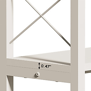 GLAUBIO 6-Tier Corner Bookcase,Farmhouse Style Corner Bookshelf, 5-Tier Tall Corner Shelf Storage Display Rack with Metal Frame for Living Room Home Office,White