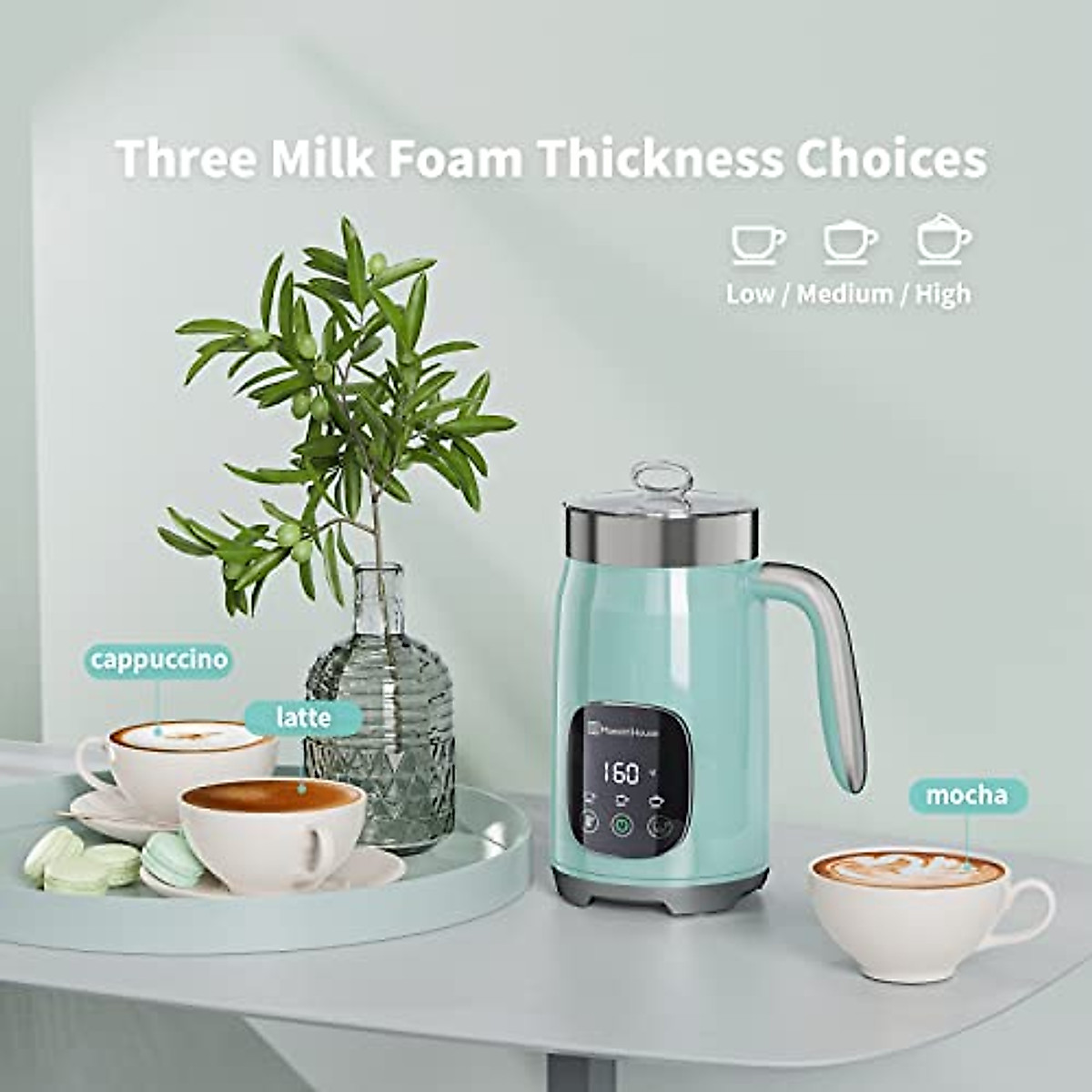 Maestri House Milk Frother, Variable Temp and Froth Thickness Milk Frother and Steamer, 14.1OZ/400ML Smart Touch Control Foam Maker, Memory Function for Latte, Warm Milk, Hot Chocolate