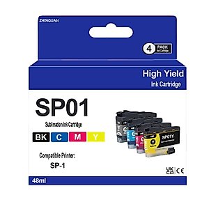 ZHINGUAN 1 Pcs Ink T3661 Remanufactured Works for SP-1 Sublimation Inkjet Printer （1-Black