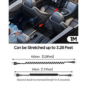 AICase Coiled Lightning Cable for Car 2 Pack, Coil iPhone Charger Cable Compatible with iPhone 14 Pro Max/13 pro max/12 Pro/12/11/XS/XS Max/XR/X/8/8 Plus/Pad_3.2 ft