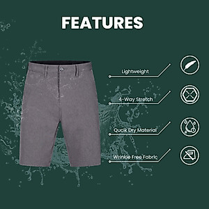 Brickline Mens Shorts for Men, Hybrid Casual Golf Dress Flat Front Quick Dry Stretch Board Shorts, Lightweight Chino Short HT Black - 34