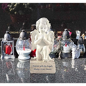 Artisan Flair Praying Angel Figurines,Resin White Cherubs Statues,Home Garden Memorial Angel Sculpture-6.5 Inch