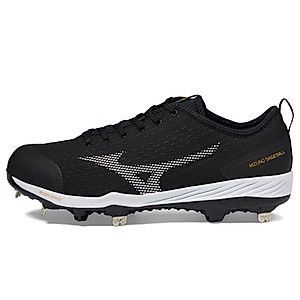 Mizuno Men's Dominant 4 Baseball Shoe, Black-White, 8.5