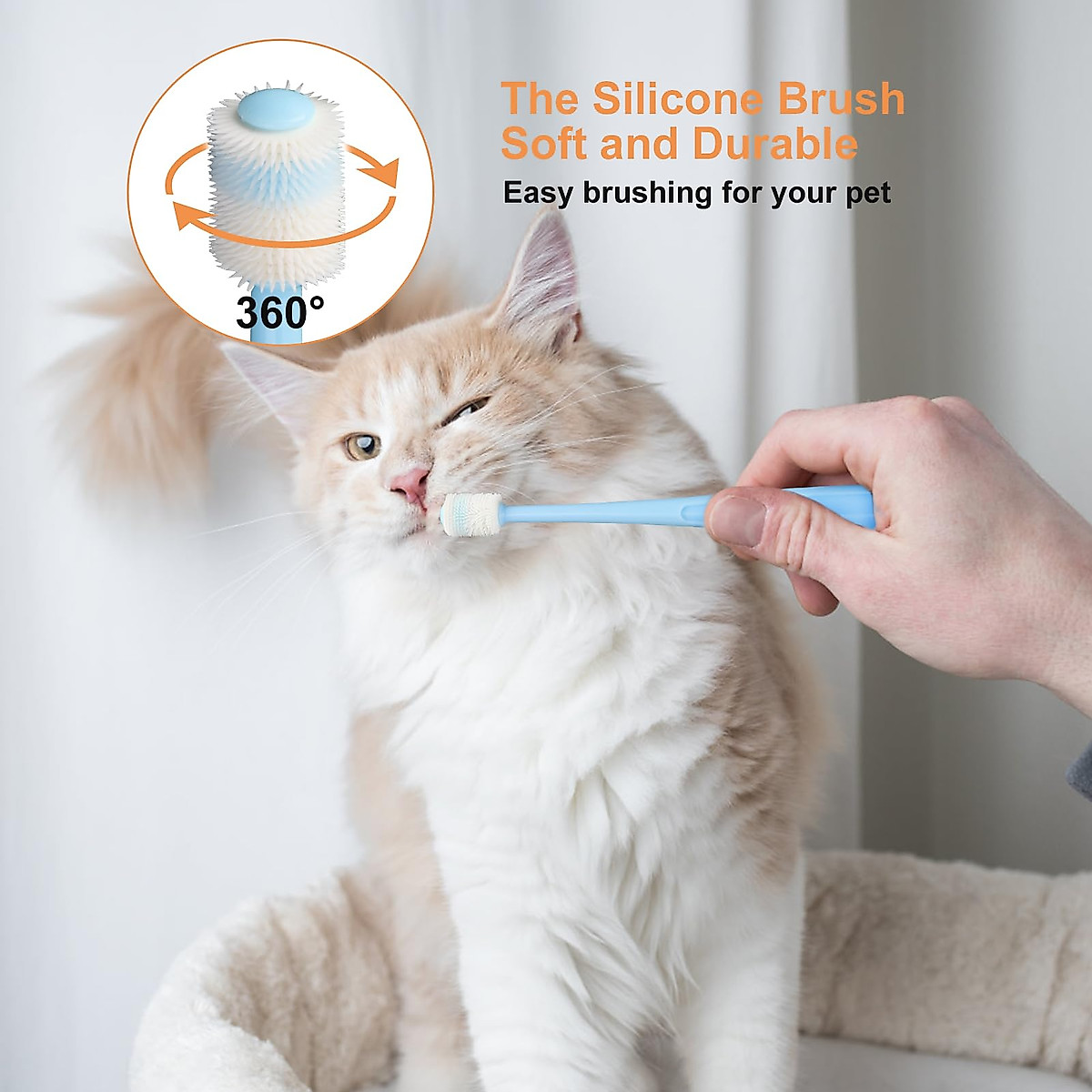 4 Pack Dog Cat Toothbrush Silicone 360 Degree Pet Tooth Brush Small Puppy Kitten Toothbrushes Soft Bristles Head Prevent Bad Breath Dental Care Plaque Off Teeth Deep Clean Kit for Dogs Cleaning Mouth