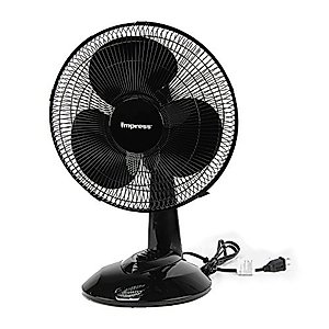 Impress 12 Inch 3 Speed Oscillating Table Fan in Black