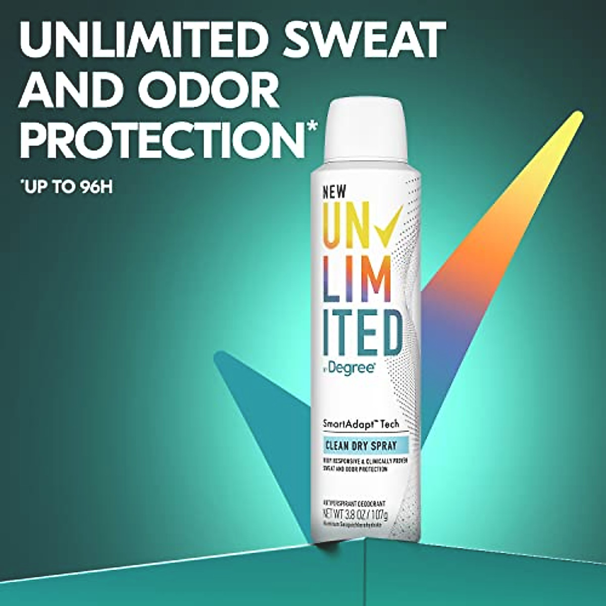 Degree Unlimited Antiperspirant Deodorant Dry Spray Clean 2 Count Long-Lasting Sweat & Odor Protection with Antiperspirant Technology SmartAdapt Tech 3.8 oz
