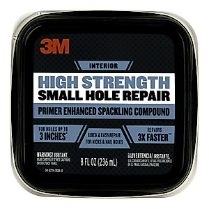 3M High Strength Small Hole Repair Kit, Inlcudes Spackling Compound, Putty Knife, Sanding Sponge, and Self-Adhesive Patch, For Hole Repairs Up To 3" in Diameter, Easy Wall Repair (SHR-SIOCKIT)