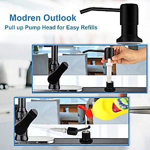 Dish Soap Dispenser for Kitchen Sink Built in Soap Dispenser Stainless Steel Soap Pump with 47" Extension Tube and 300ml Bottle Matte (Black)