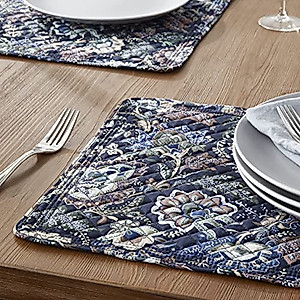 Vera Bradley Women's Cotton Reversible Placemats Set of 2, Java Navy Camo - Recycled Cotton, One Size