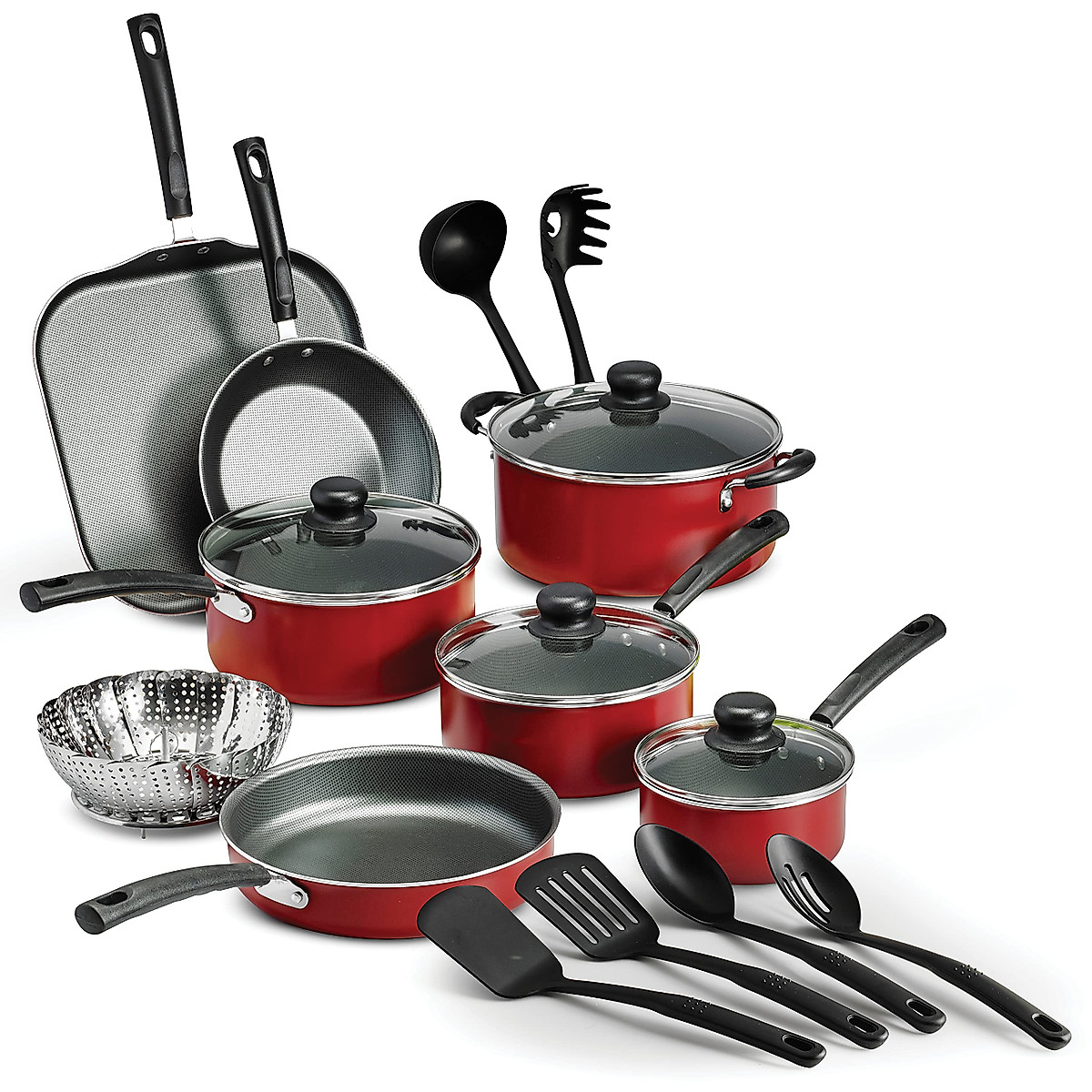 18-Piece Tramontina PrimaWare Nonstick Cookware Set, (Red)