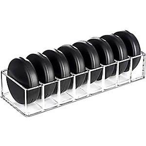 HBlife Clear Acrylic Makeup Compact Organizer, 8 Spaces Vanity Organizer Stand Eyeshadow Pallet Storage for Lipstick Bronzer Powder Highlighter, Skincare Cosmetic Display Cases for Bathroom