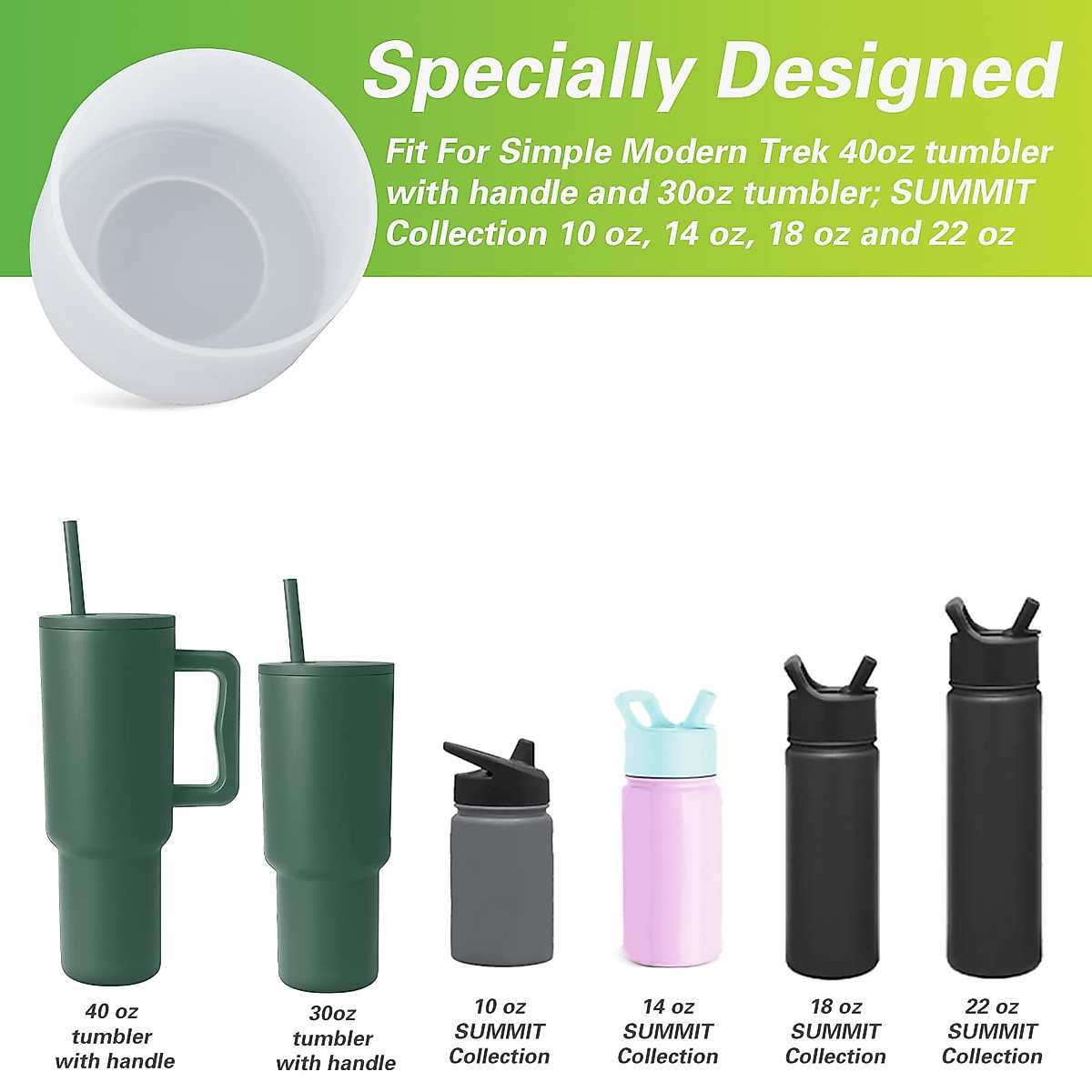 AIERSA 2Pcs Silicone Boot for Simple Modern Trek 40 oz Tumbler with Handle, Protective Water Bottle Bottom Sleeve Cover, Tumbler Accessories, 1Pcs Clear, 1Pcs Wisteria