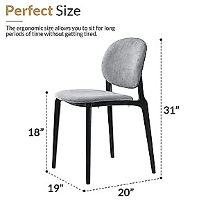 STARWAY Set of 4 Dining Chairs, Upholstered Side Chairs with Solid Wood Back, Indoor-Outdoor Chairs for Kitchen, Dining, Bedroom, Living Room, Bistro, Coffee Shops and More (Black & Gray)