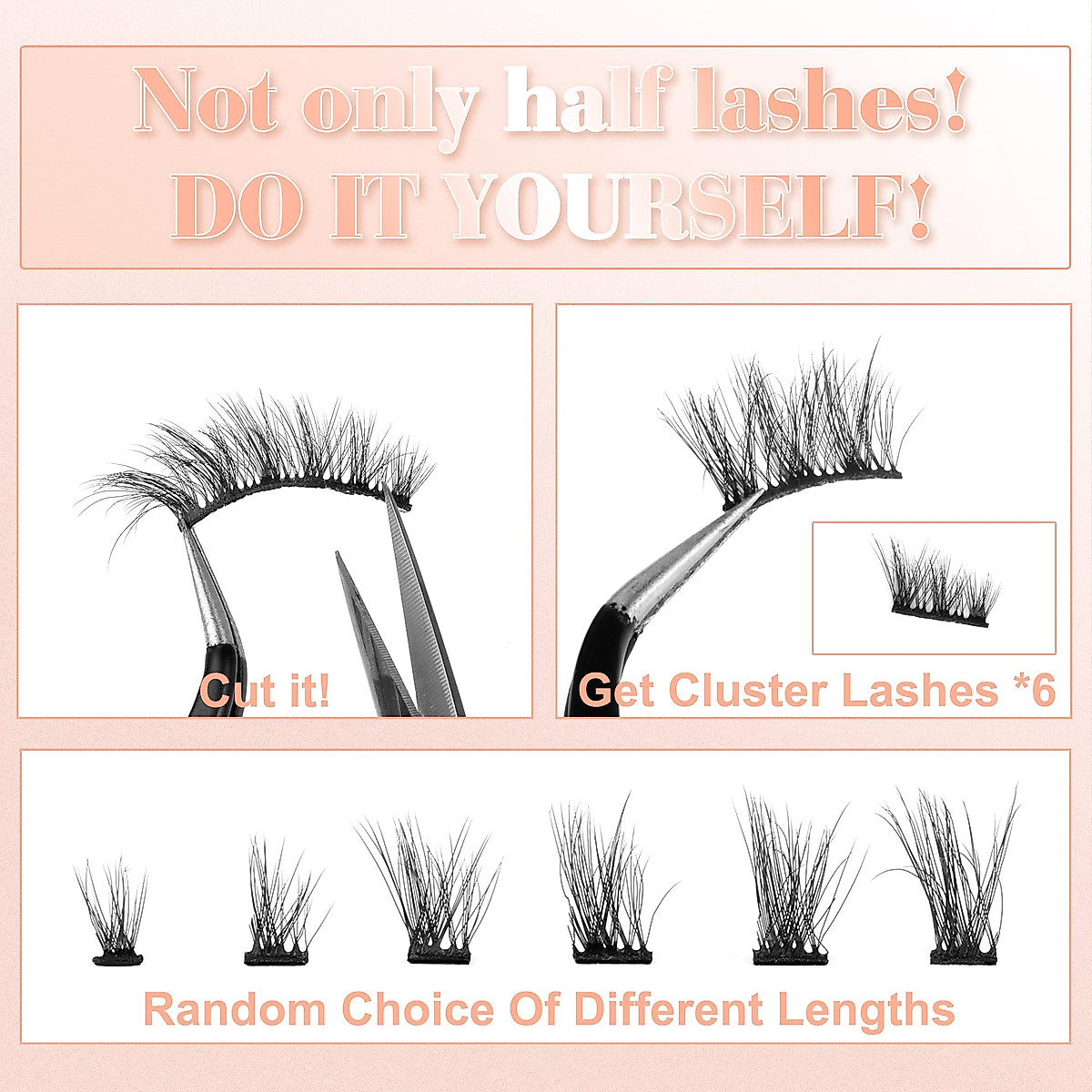 Newcally Half Lashes Mink Natural Cat Eye Wispy False Eyelashes Fluffy Volume Strip Fake Eyelashes Accent Corner 3/4 Eye Lashes DIY Cluster Faux Mink Half Eyelashes 14 Pairs Black
