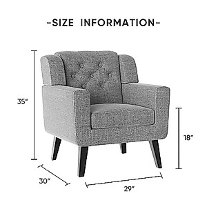 Accent Chair Living Room Chairs Single Sofa Chair, Accent Chairs Arm Chairs with Button Tufted Linen Fabric, Mid Century Accent Arm Chairs Comfy Reading Lounge Club Armchair for Bedroom Office Study