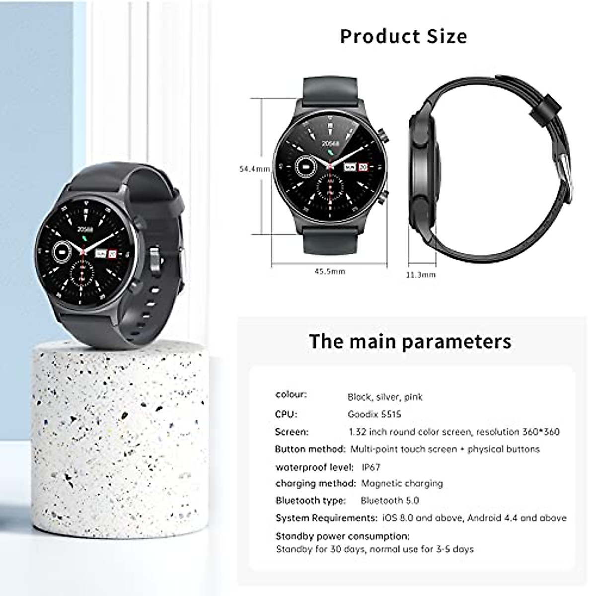 Kimnix Smart Watch, Smartwatch for Men Women IP68 Waterproof Activity Tracker,1.32HD Full Touch Screen Heart Rate Monitor Pedometer Sleep Monitor for Android iOS Phones…