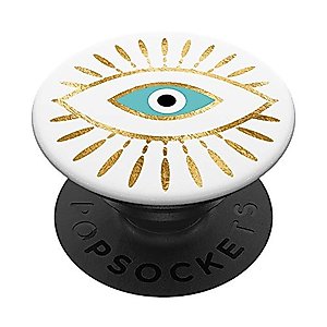 Gold Lash and Teal Evil Eye Greek Mati PopSockets PopGrip: Swappable Grip for Phones & Tablets