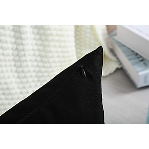 TangDepot Handmade Decorative Solid 100% Cotton Canvas Throw Pillow Covers/Pillow Shams, (20"x20", Black)