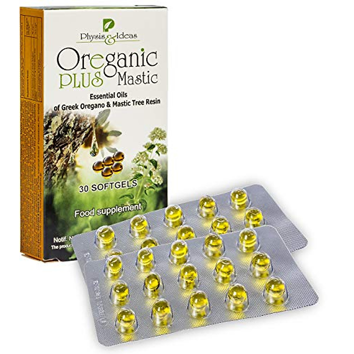 Oreganic Plus Mastic – Organic Wild Oregano Oil Capsules & Mastic Gum Oil – Immune Defense, Intestinal Support, Stomach Relief, Gut Restore, Kids Immune Support – 30 Pack