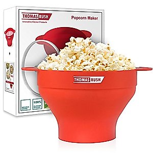 MEKBOK Microwave Popcorn Maker - Microwave Popcorn Popper for Home - Collapsible Silicone Bowl - Red