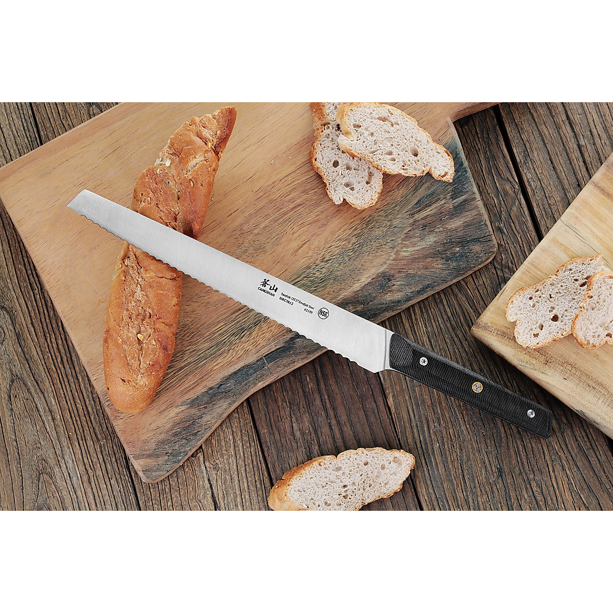 Cangshan TG Series 62199 Swedish 12C27 Steel Bread Knife, 10.25-Inch, G10 Handle