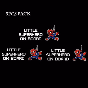 Meitinalife 3Pcs Little Superhero Baby on Board Car Stickers and Decals 5"x6" Reflective Kids ON Board Sticker Baby in Car Decal for Car Styling Body Door Windshield Window Decoration (1)