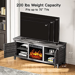 Pipishell Fireplace TV Stand with 18″ Fireplace for up to 70 inch TVs, Electric Fireplace TV Stand with Storage Cabinet&Adjustable Shelves, Fireplace Entertainment Center Holds up to 200 lbs, PIWFS02G