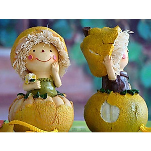 Home Kitchen Decorative Fruits & Vegetables Sitters with Dangling Legs Shelf Sitter Figurine Statue for Shelf, Countertop, Windowsill(Orange)